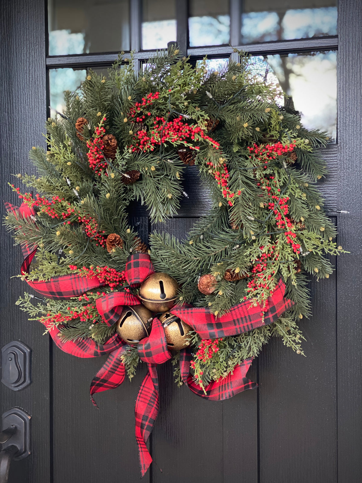 Rustic Winter Wreath with Bells | The Hudson Valley Wreath Company