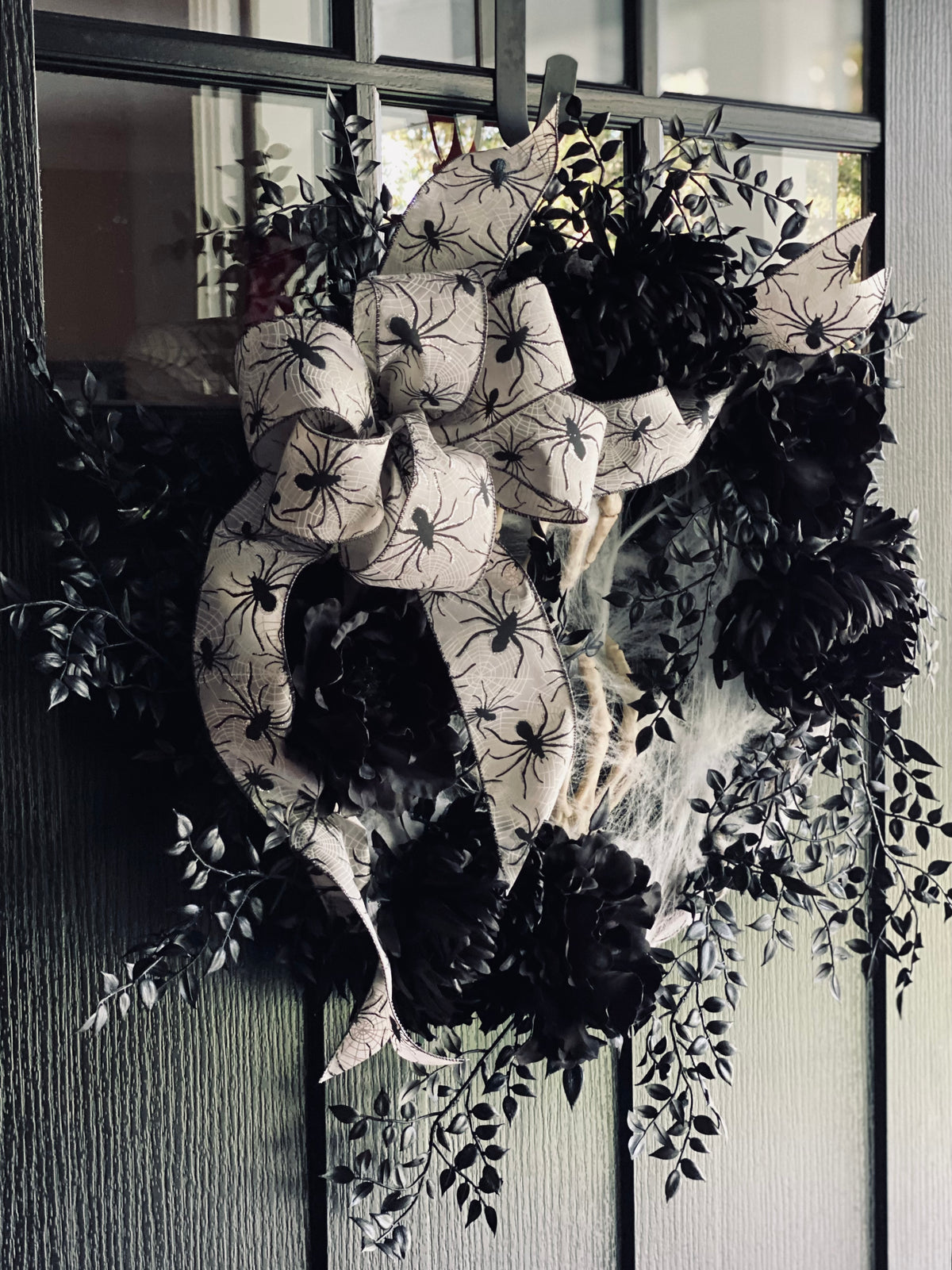 Skeleton Hands and Cobwebs Halloween Wreath with Spider Bow | The ...